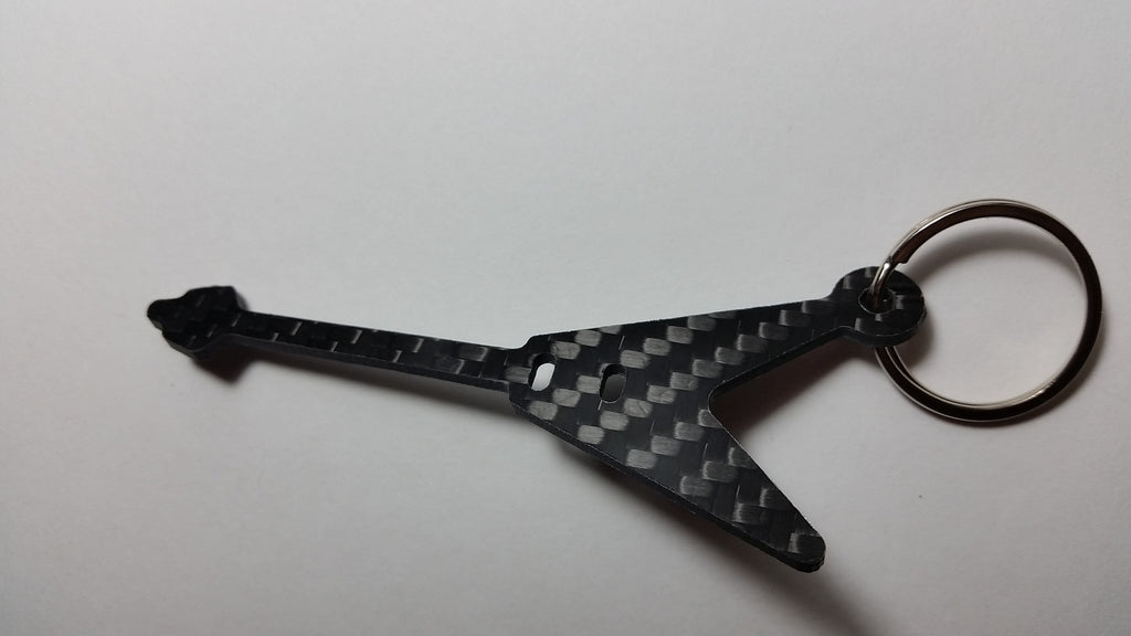 Gibson Flying V Guitar Inspired Solid CARBON FIBER 2.0mm Key Chain ...