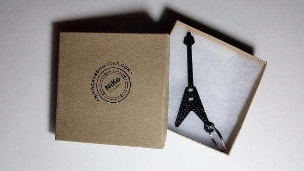 Gibson Flying V Guitar Inspired Solid CARBON FIBER 2.0mm Key Chain ...