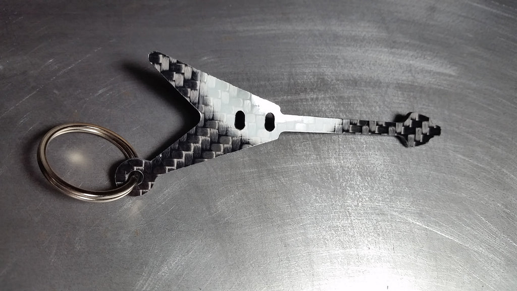 Gibson Flying V Guitar Inspired Solid CARBON FIBER 2.0mm Key Chain ...
