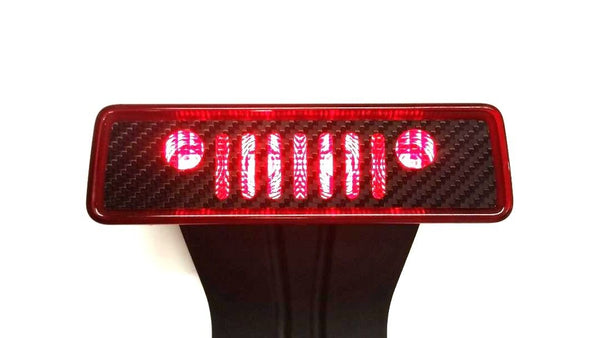 CARBON FIBER Grille 3rd Rear Brake Light Cover For Jeep Wrangler JK 20 ...